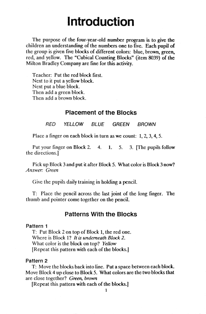Manual - Numbers for the Four-Year-Old - The Carden Educational Foundation
