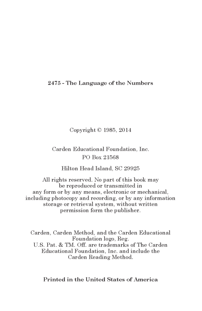 The Language of the Blocks - The Carden Educational Foundation
