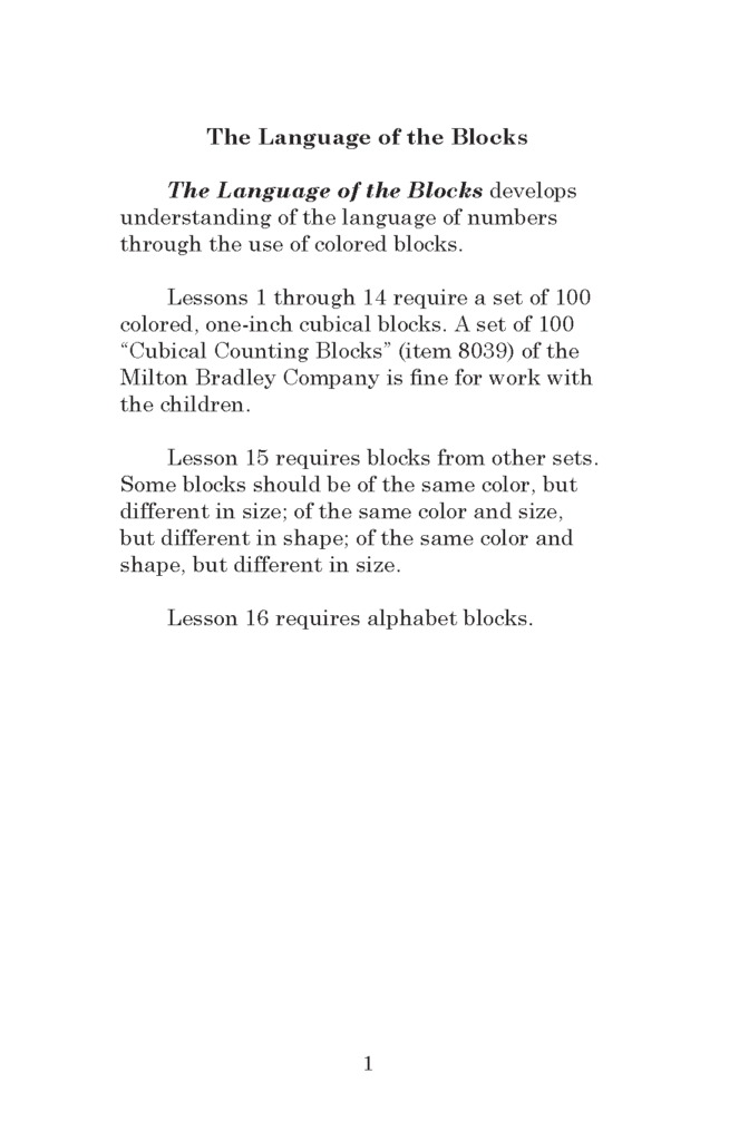 The Language of the Blocks - The Carden Educational Foundation