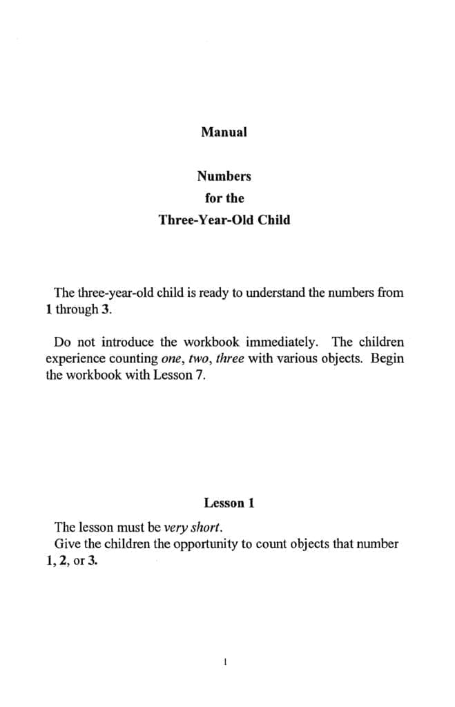 Manual - Numbers for the Three-Year-Old - The Carden Educational Foundation