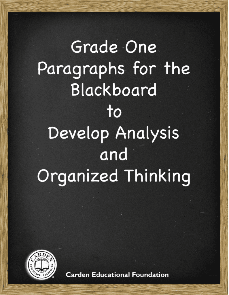 Grade One Paragraphs - The Carden Educational Foundation